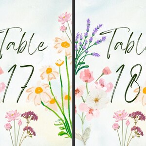 Floral Table Numbers 1-20 Digital Download 5x7 Pdf. Print at Home for ...