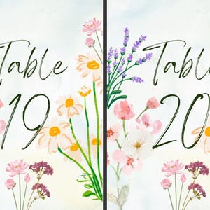 Floral Table Numbers 1-20 Digital Download 5x7 Pdf. Print at Home for ...