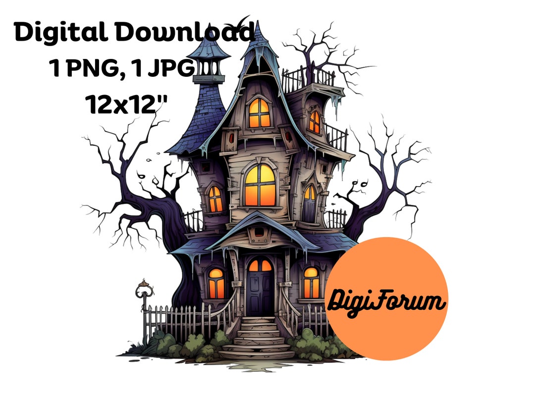 Haunted House Clipart Halloween Clipart Witch House - Etsy