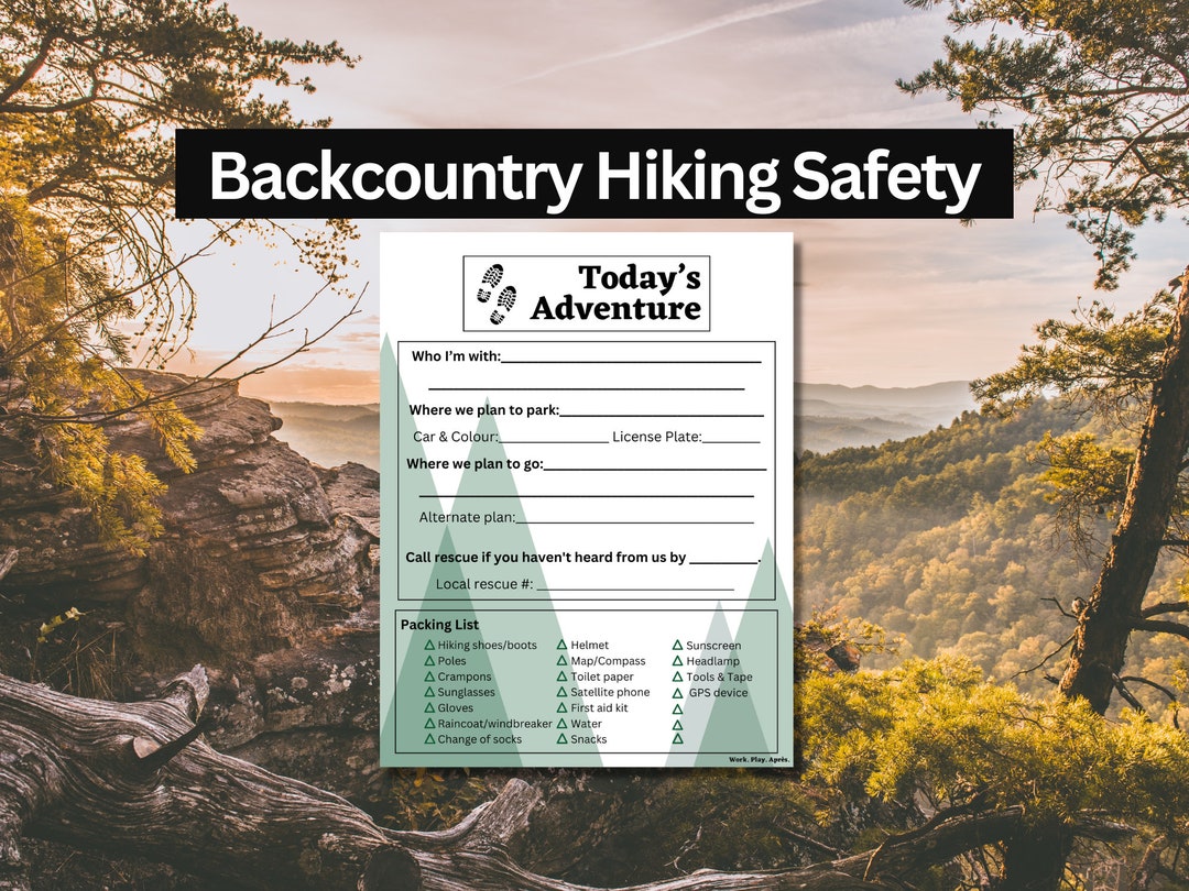 Backcountry Safety Checklist / Hike / Printable Hiking Checklist ...