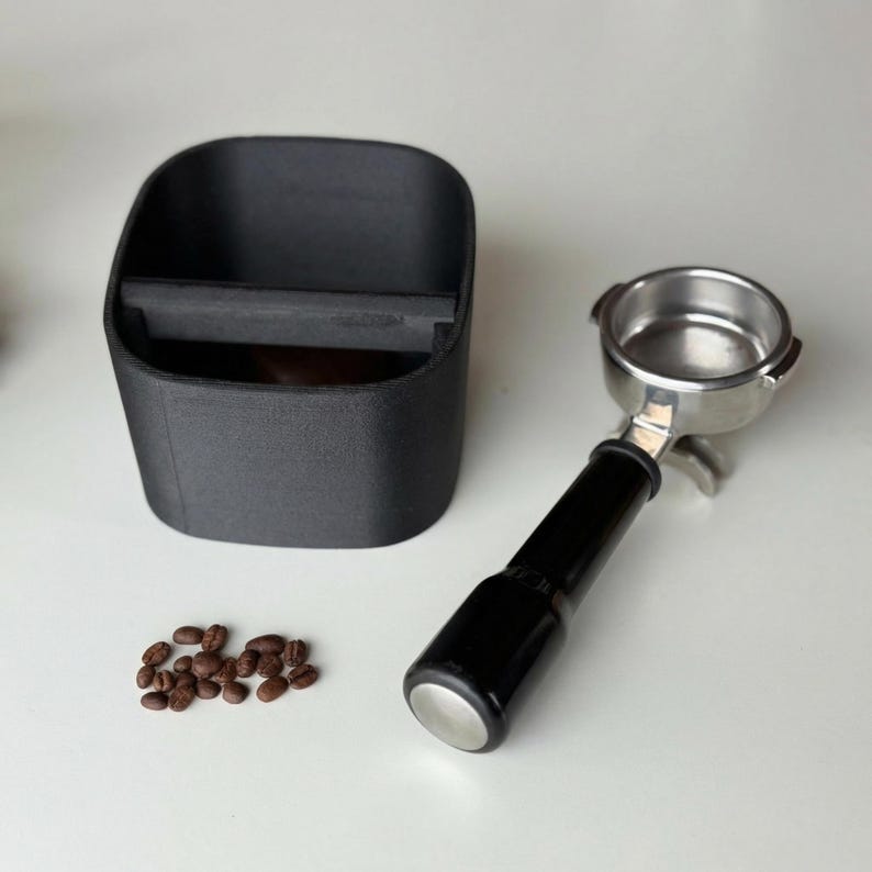 Square Espresso Knock Box, Compact Puck Bin for Coffee Bar Countertop ...