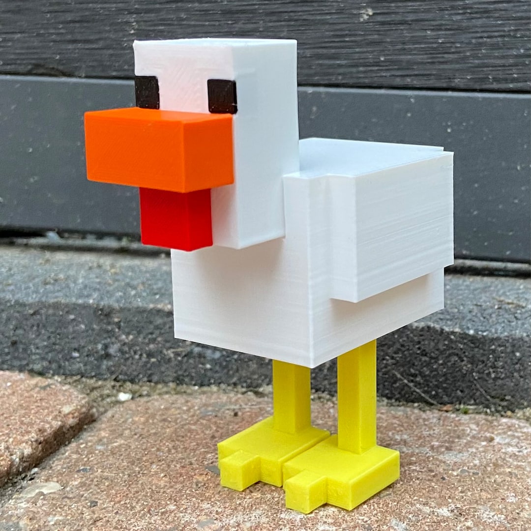 Large Minecraft Chicken Figurine, Playful Gamer's Desk Decor, Kids Room ...