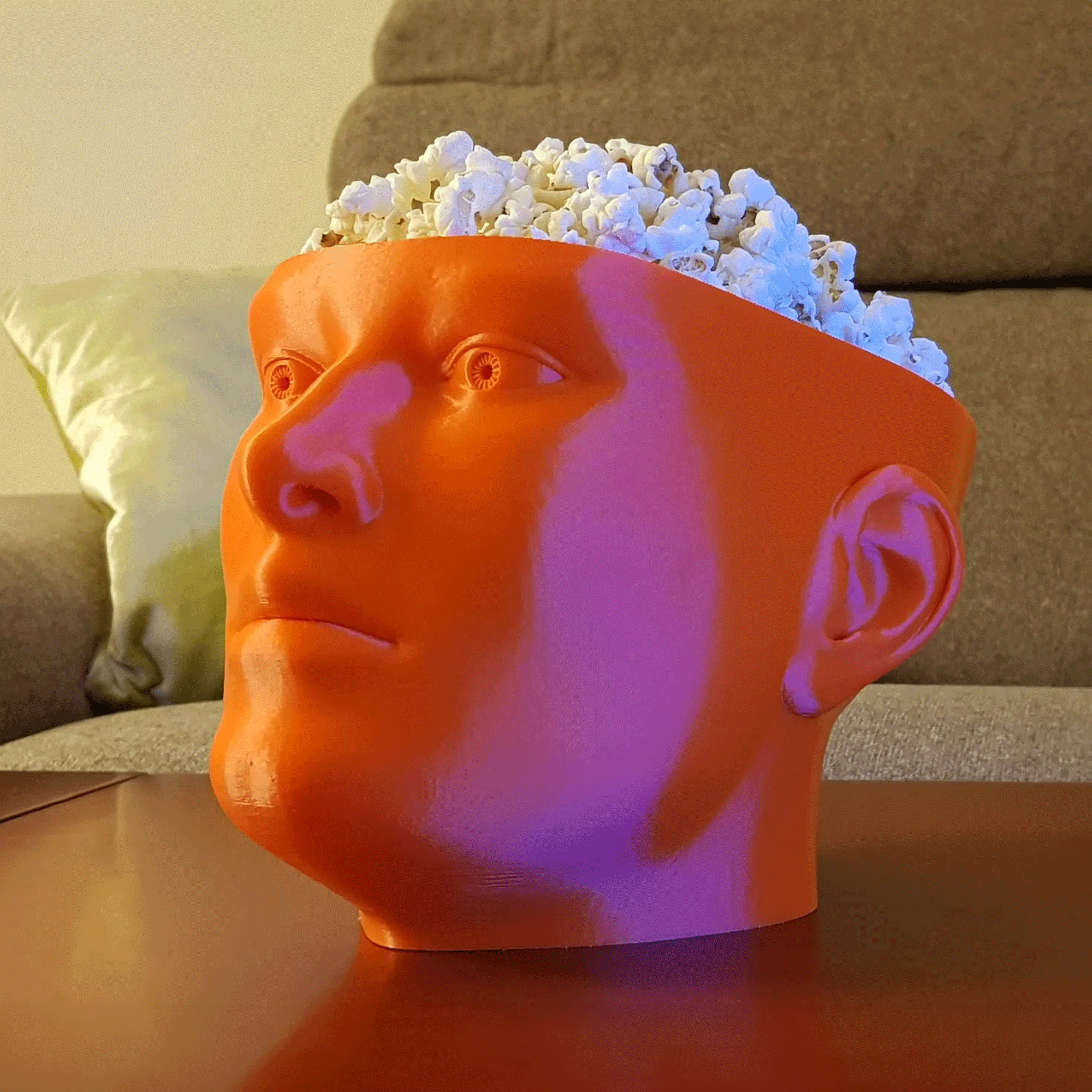 Binge Watcher's Human Head Popcorn Bowl, Creepy Serving Dish, Unique ...