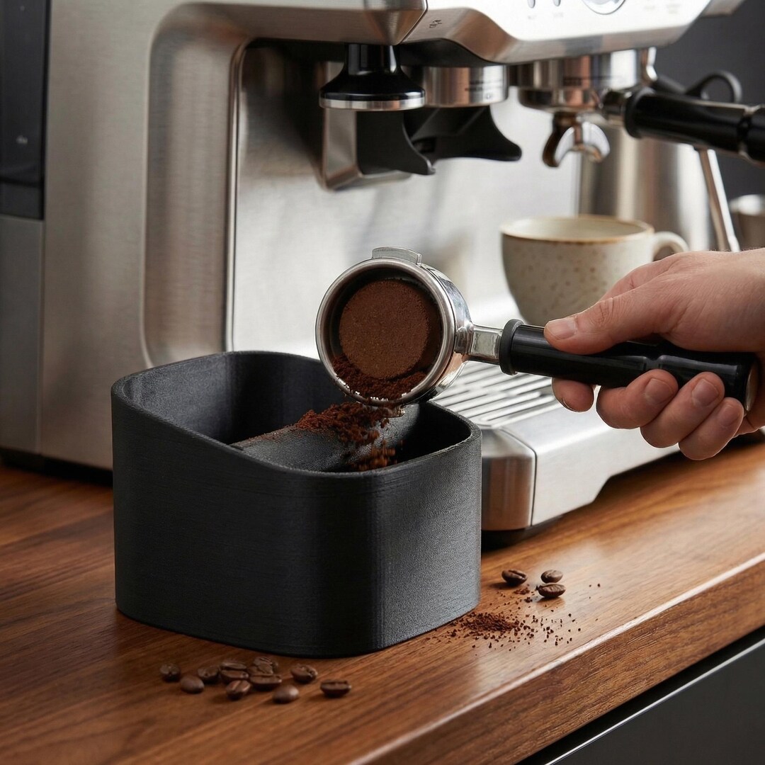 Square Espresso Knock Box, Compact Puck Bin for Coffee Bar Countertop ...