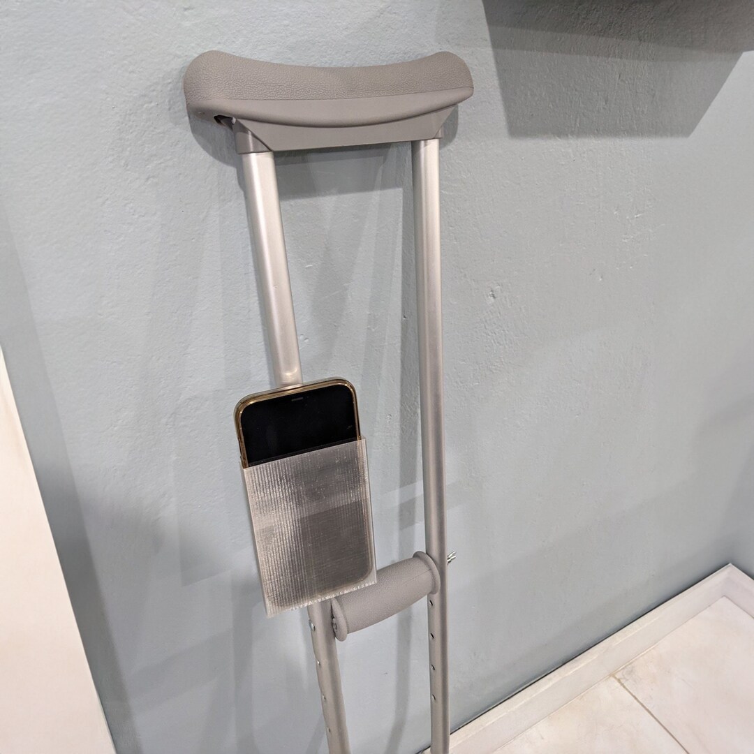 Crutch Phone Holder, Phone Mount for Crutches, Travel Phone Storage ...