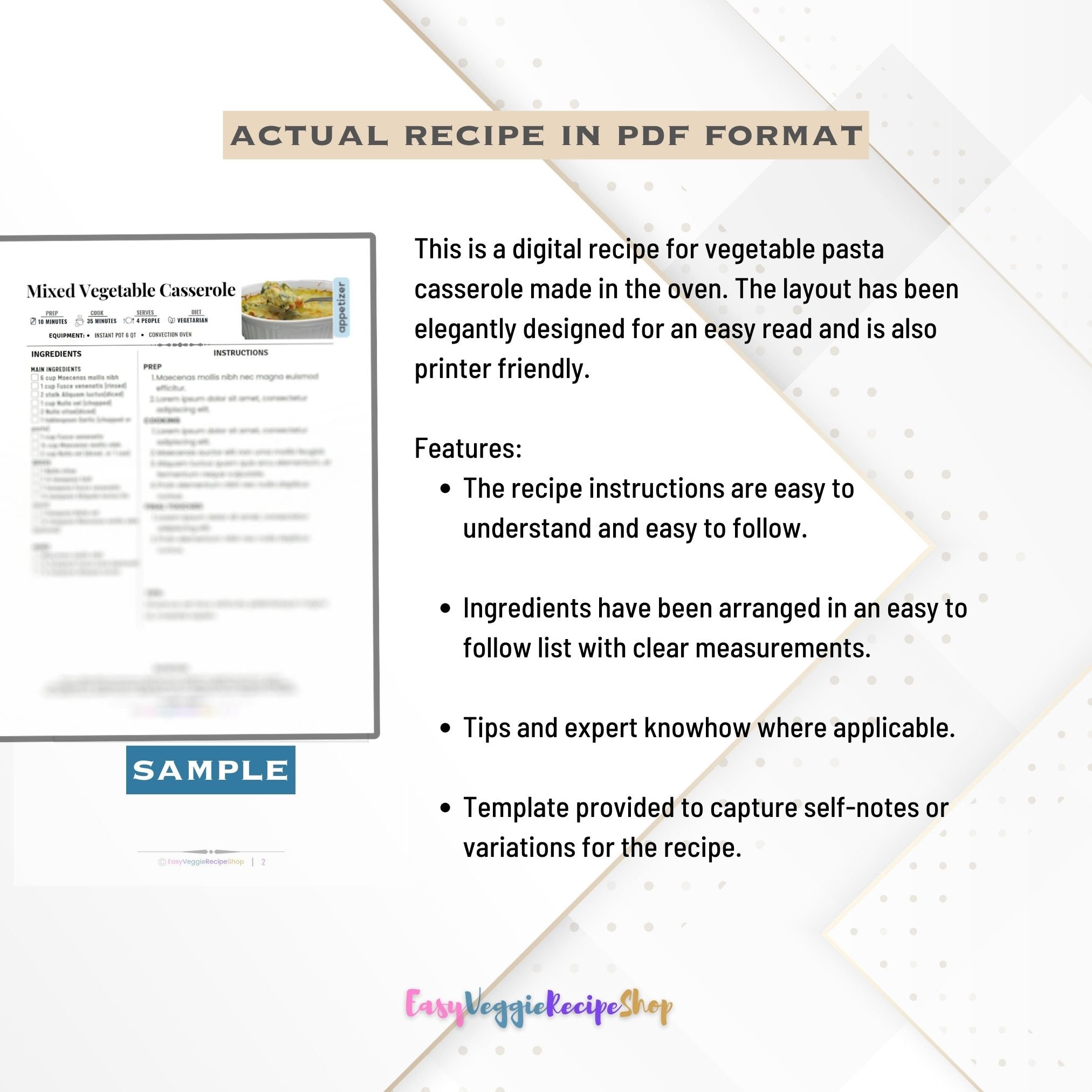 Baked Pasta | Pasta Casserole | Digital Download | Recipe Printable - Etsy