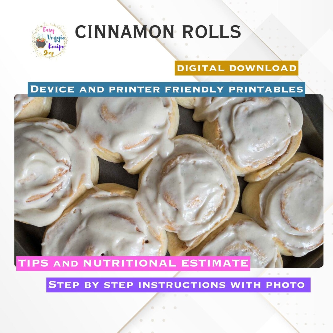 Cinnamon Rolls Recipe | Digital Download | Recipe Printable - Etsy