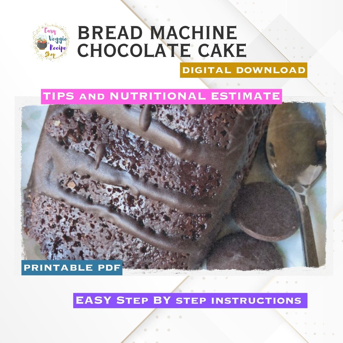 Bread Machine Chocolate Cake | Instant Digital Download | Recipe Printable - Etsy
