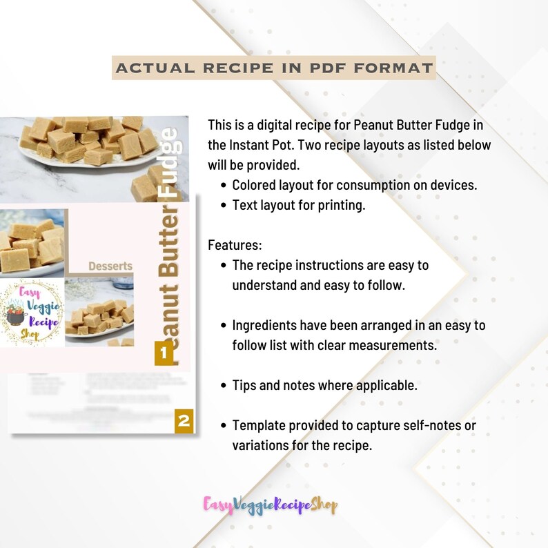 Peanut Butter Fudge Recipe | Instant Digital Download | Printable ...