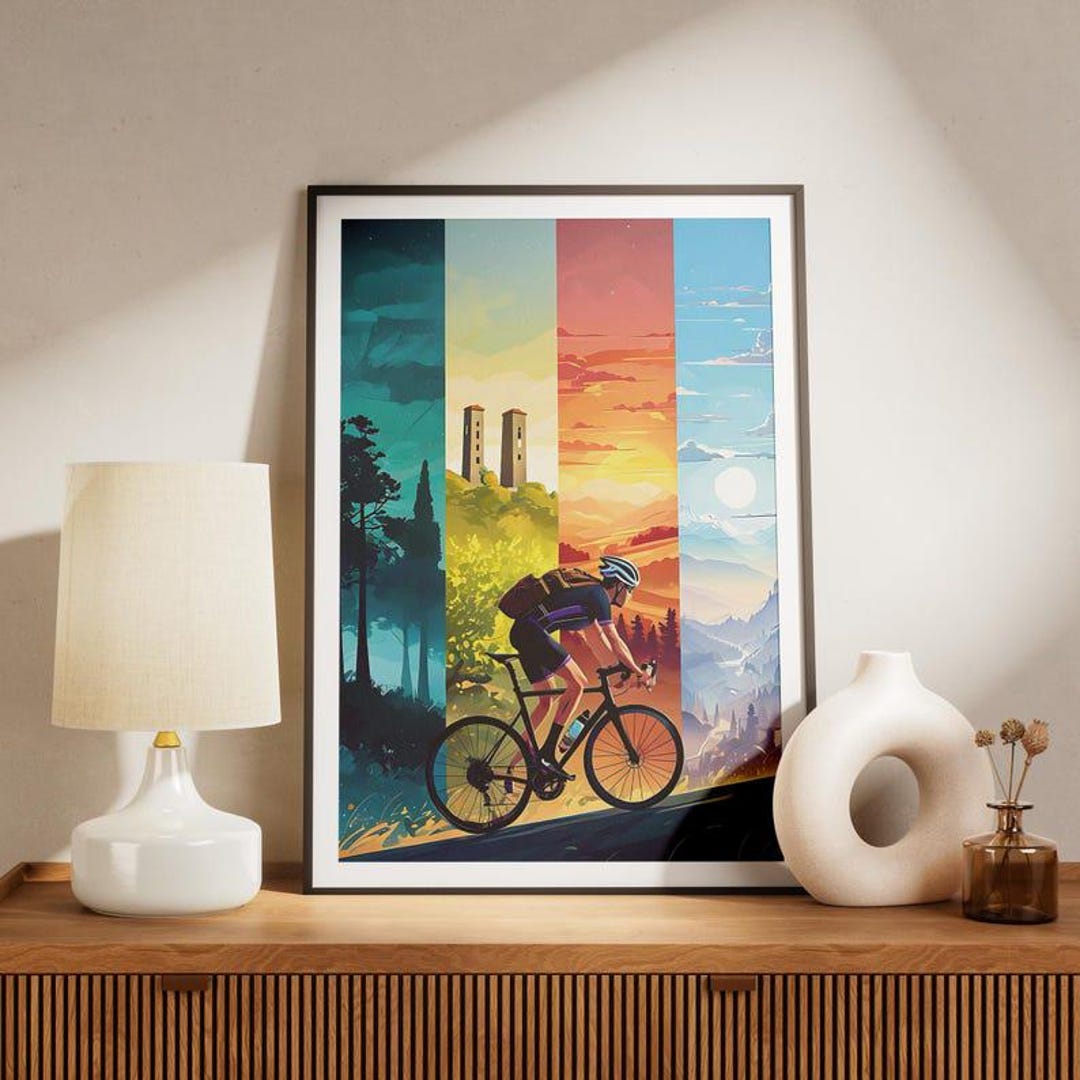Cycling Adventure Poster Mountain Road Bike Art Print, Sport Poster ...