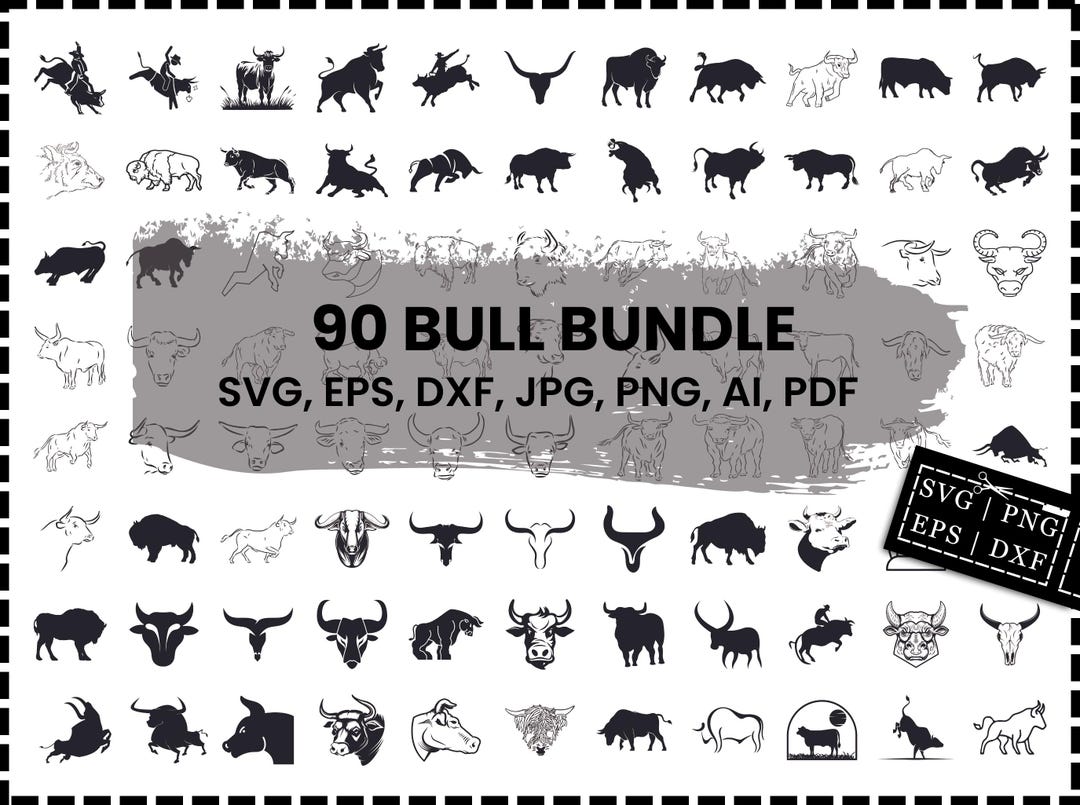 Bull Svg Bundle, Bull Png Bundle, Bull Clipart, Bull Cut Files for ...