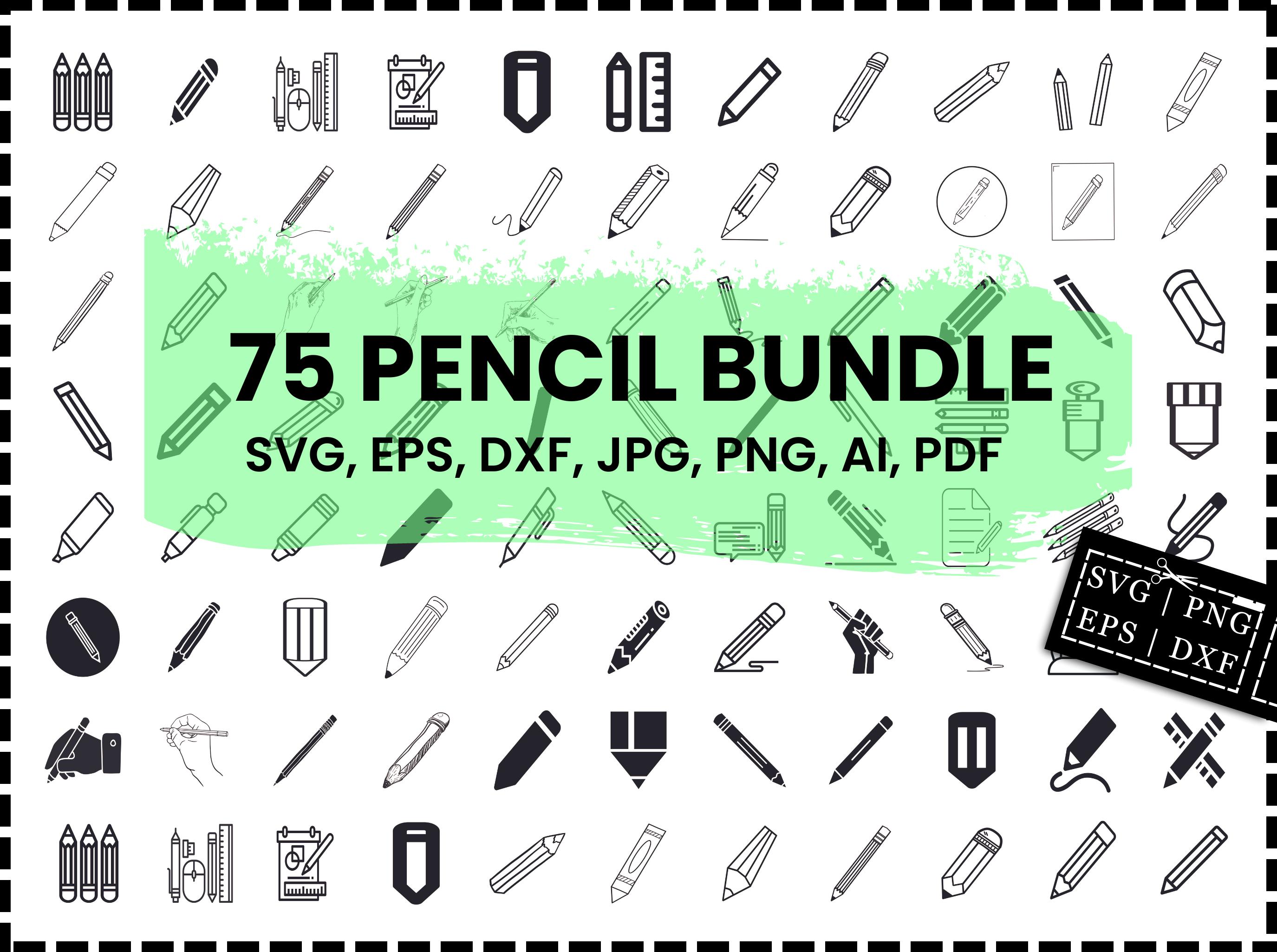Pencil Svg Bundle, Pencil Svg, Pencil Cut File for Cricut, Silhouette ...