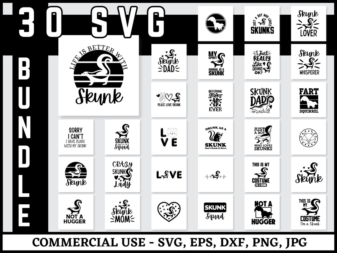 Skunk Svg Bundle, Commercial Use, Skunk Png Bundle, Shirt Design, Skunk ...