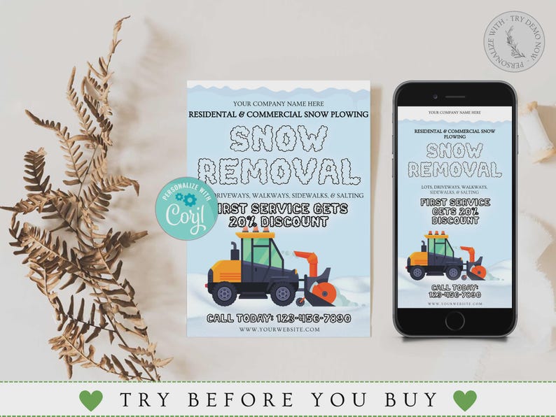 Snow Removal Services Flyer Template, Snow Clean up Service Flyer ...