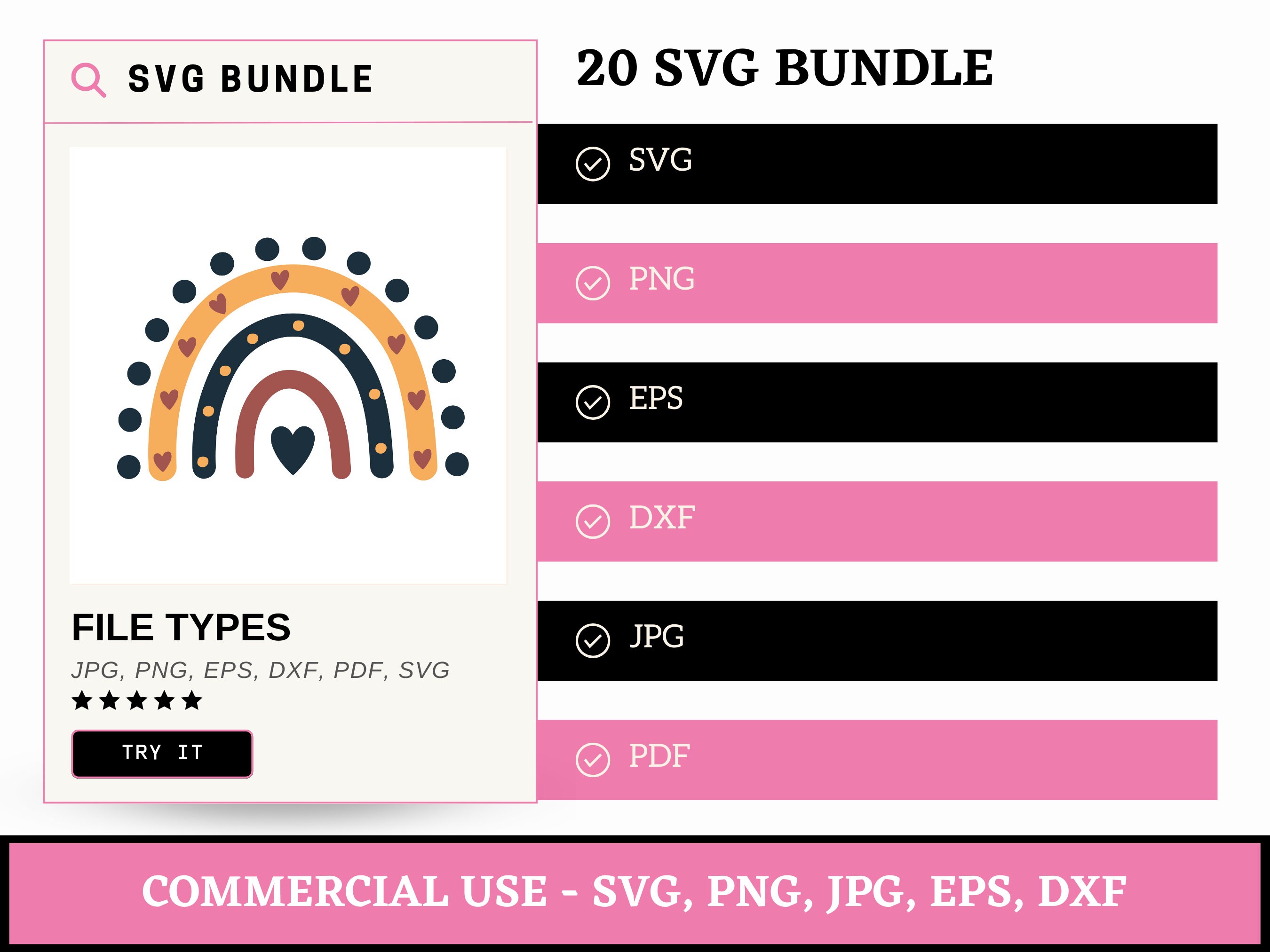 Rainbow Svg, Boho Rainbow Svg, Cute Rainbow Svg, Rainbow Svg Bundle ...