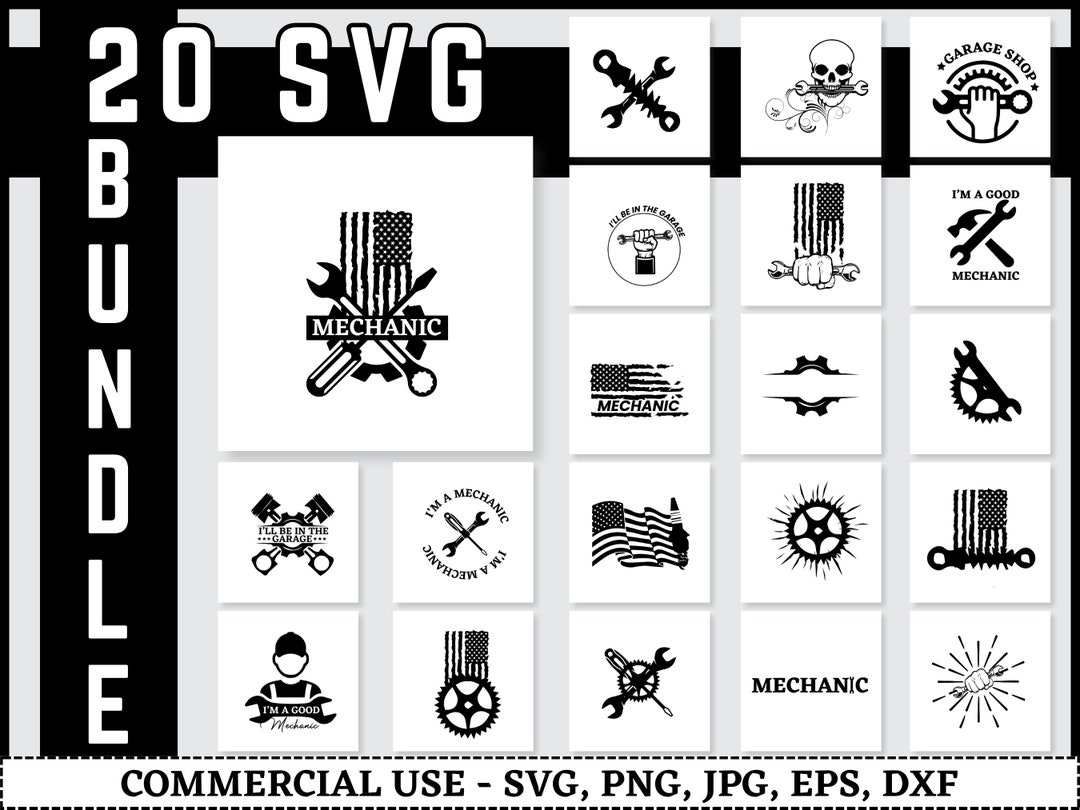 Mechanic Svg Bundle, Mechanic Tools Logo Svg, US Skull Mechanic Svg ...