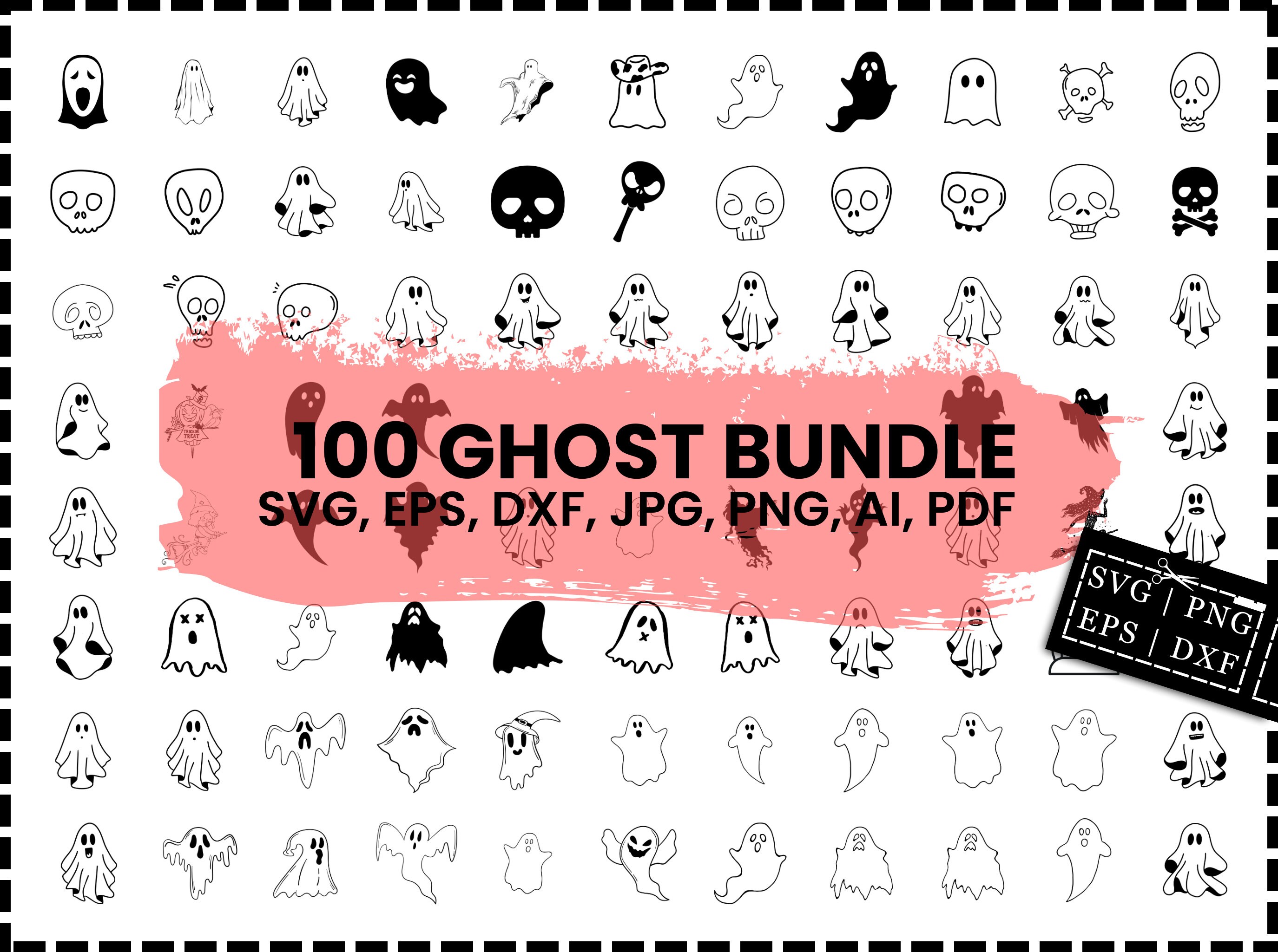 Ghost Svg Bundle, Ghost Png Bundle, Ghost Clipart, Ghost Svg Cut Files ...