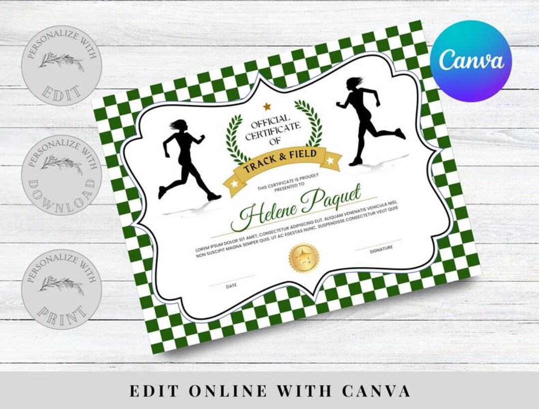 Track & Field Award Certificates, Editable Canva Templates, Printable ...