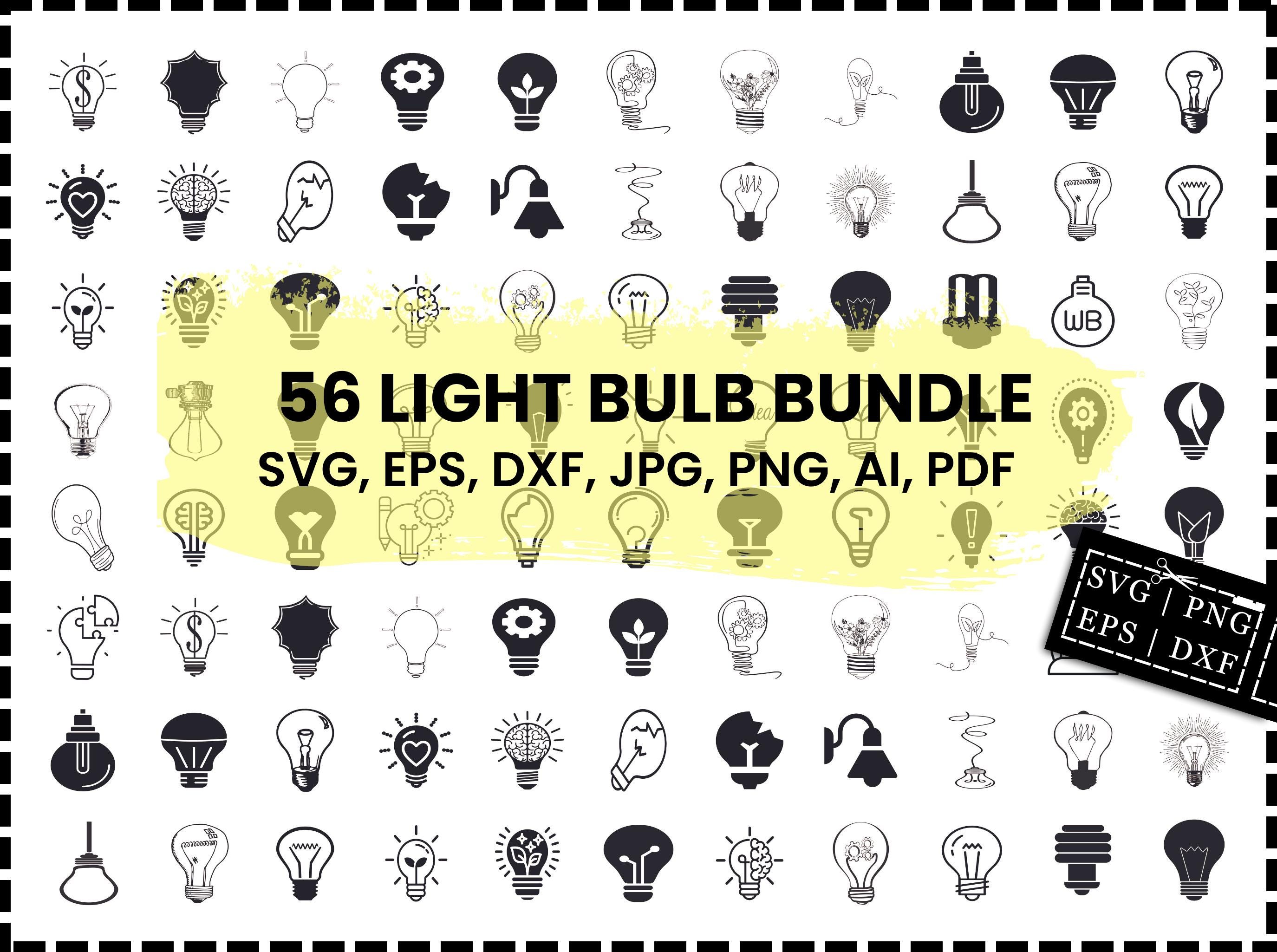 Light Bulb Svg Bundle, Light Bulbs Svg, Bulb Svg, Lightbulb Idea Svg ...