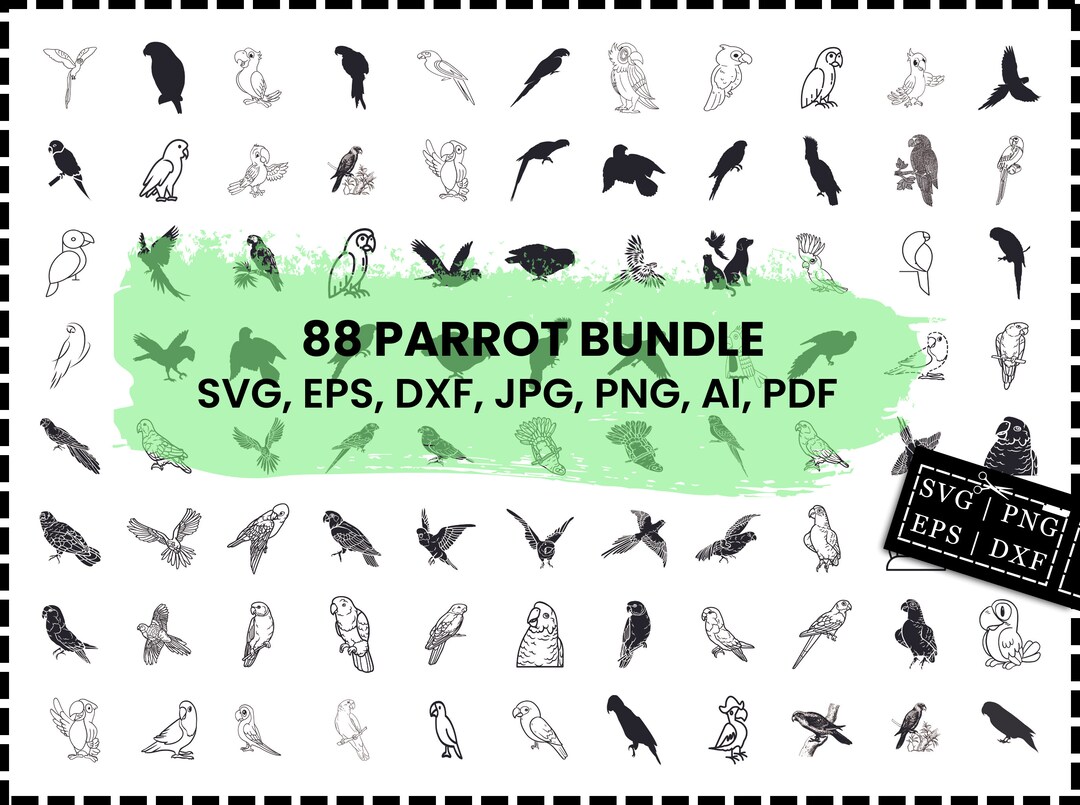 Parrot Svg Bundle, Parrot Dxf, Parrot Png, Parrot Eps, Parrot Vector ...