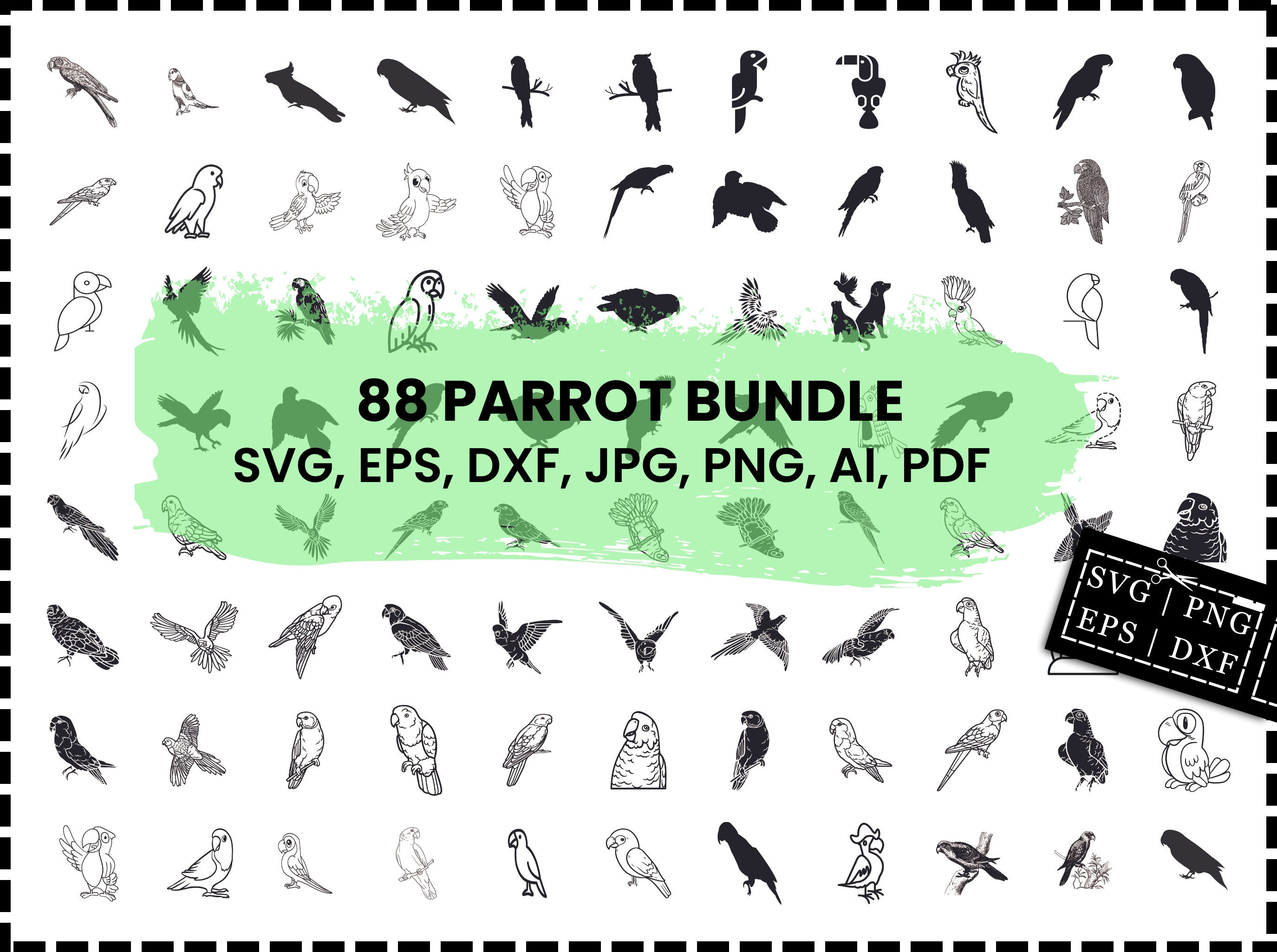 Parrot Svg Bundle, Parrot Dxf, Parrot Png, Parrot Eps, Parrot Vector ...