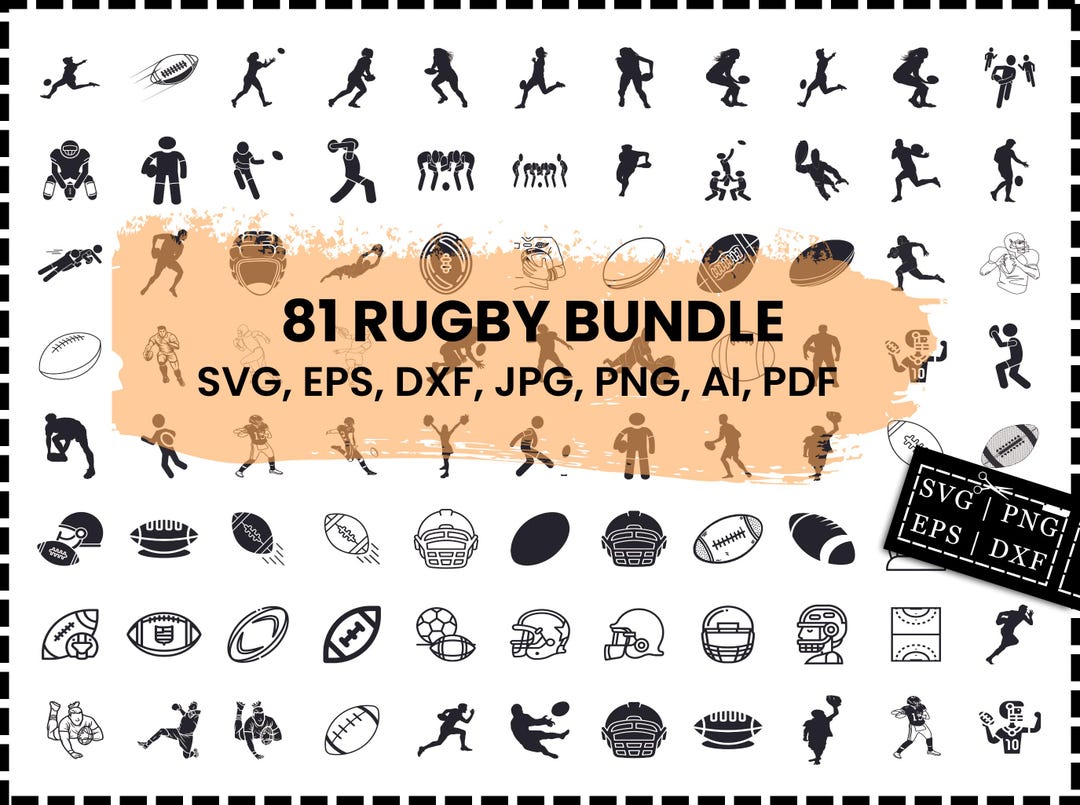 Rugby Svg Bundle, Rugby Ball Svg, Rugby Dxf, Rugby Png, Rugby Player ...