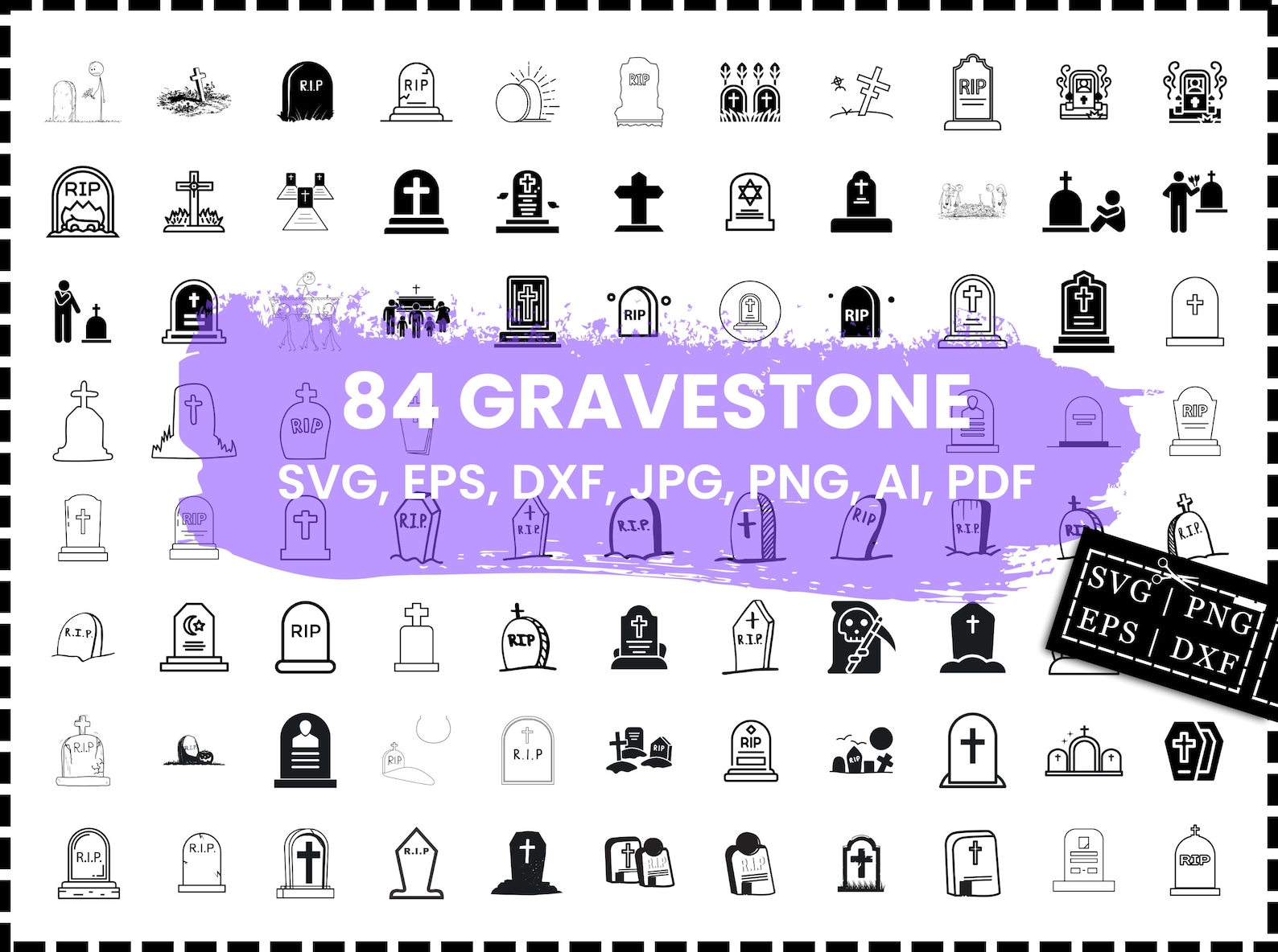 Grave Svg Bundle, Gravestone Svg, Tombstones Svg, Graveyard Svg, Rip ...