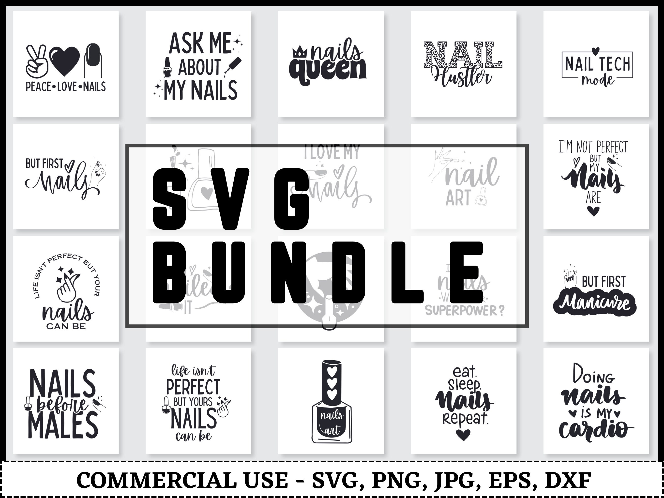 Nails Svg Bundle, Nail Polish Svg, Nail Tech Svg, Manicure Svg, Nail ...