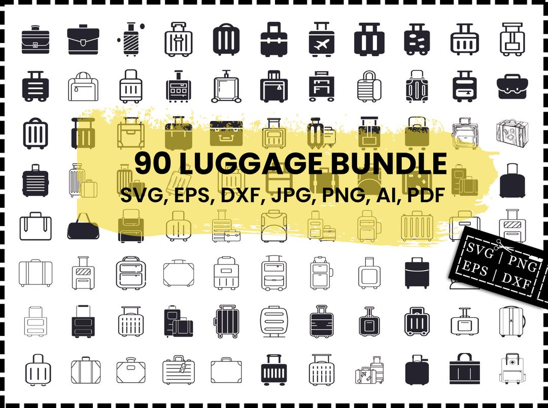 Luggage Svg Bundle, Suitcase Svg, Travel Bag, Luggage Dxf, Luggage Png ...