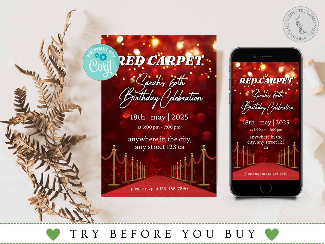 Red Carpet Event Invitations, Red Carpet Birthday Invitations ...