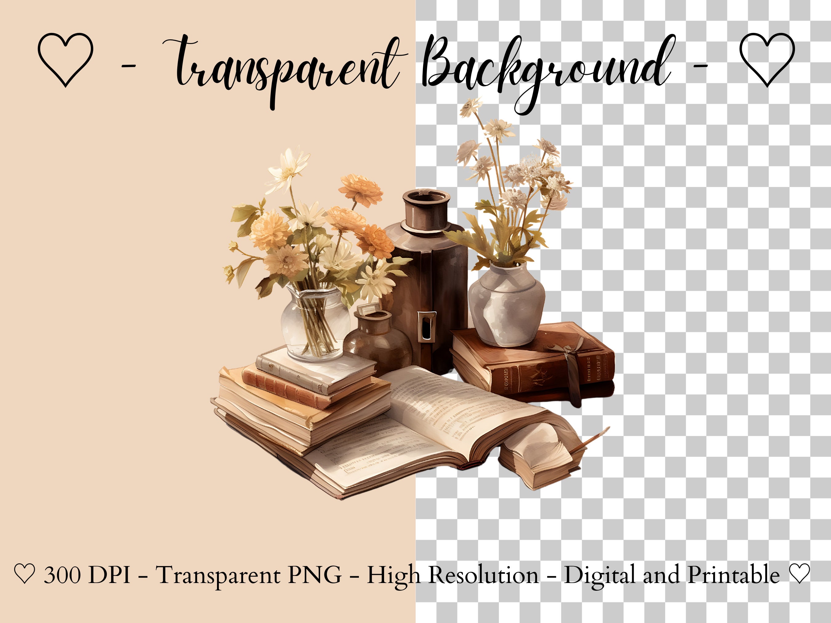 Watercolor Book Lover Clipart, Bookworm Clipart, Books Clipart, Reading ...