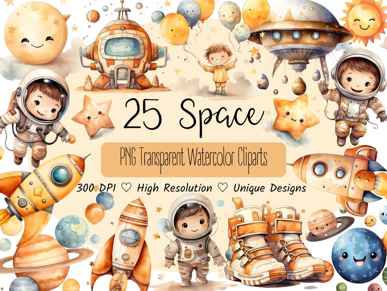 Watercolor Space Clipart, Watercolor Space Fairy Clipart, Astronaut ...