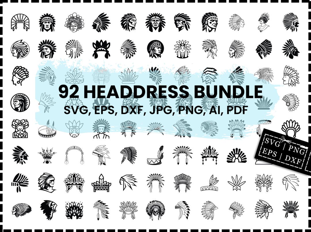 Headdress Vector, Headdress Cut Files, Headdress Monogram, Head Dress ...