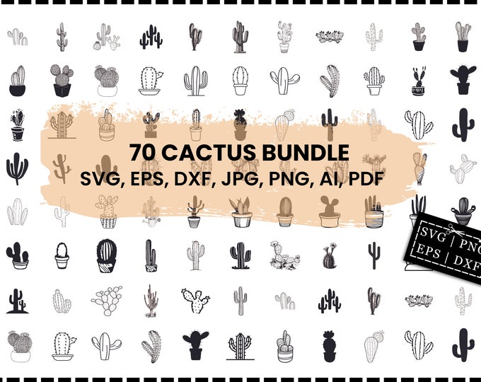 Cactus SVG Bundle, Cactus Svg Files for Cricut or Silhouette, Cute ...