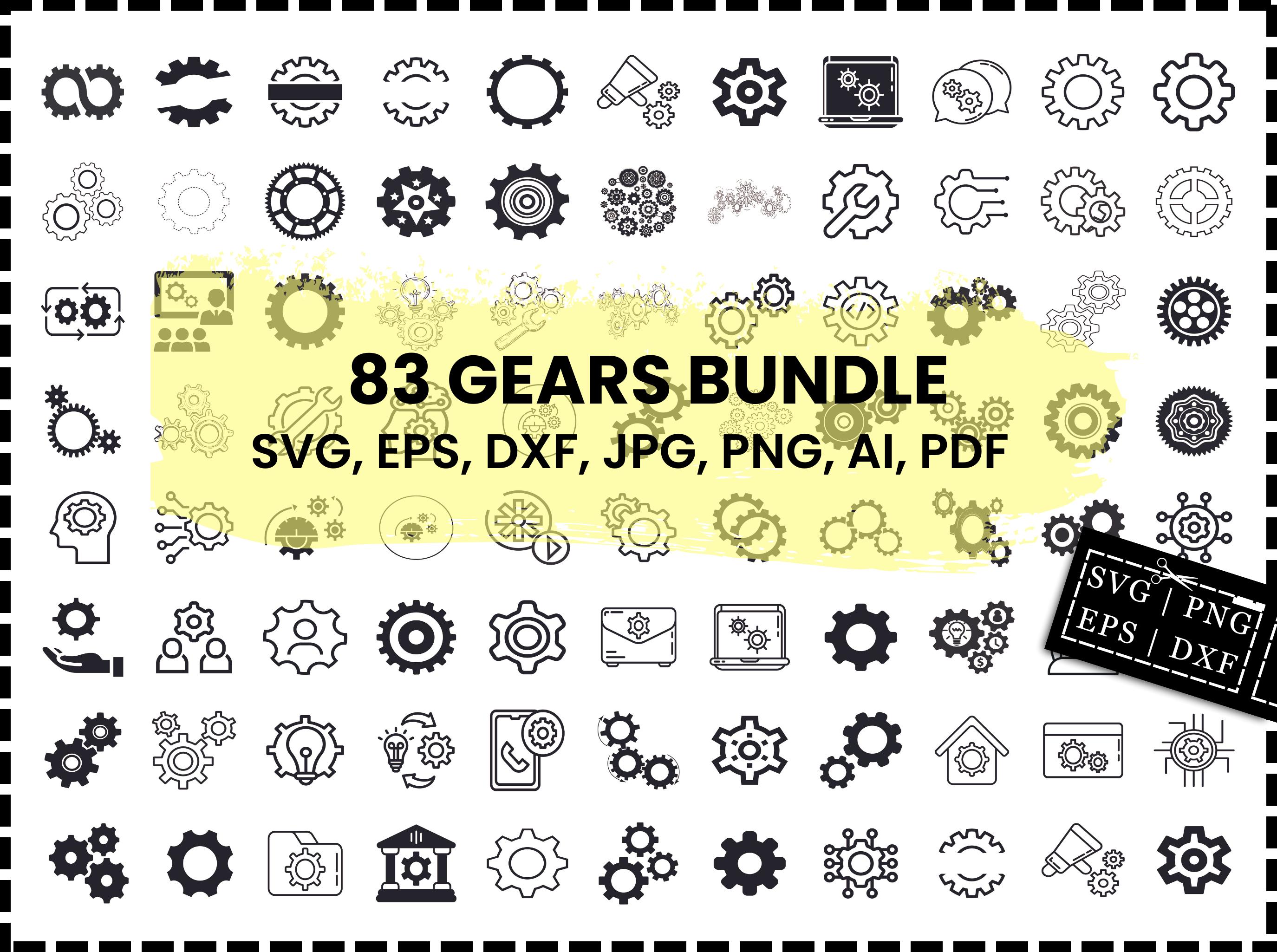 Gears Svg Bundle, Gears Dxf, Gears Png, Gears Eps, Gears Vector, Gears ...
