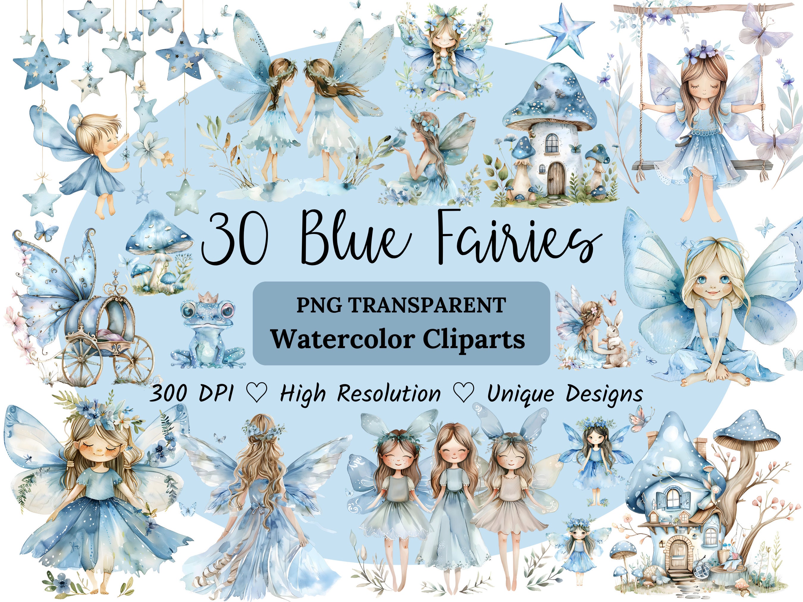 Watercolor Blue Fairy Clipart, Fairies Clipart Png, Blue Fairy Clipart ...