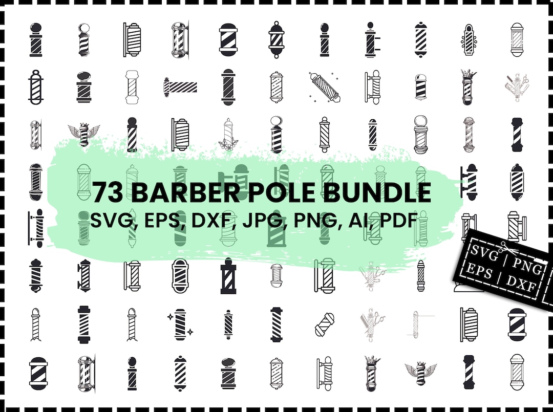 Barber Pole SVG Bundle Barber Shop SVG Clipart Barber Pole Silhouette ...