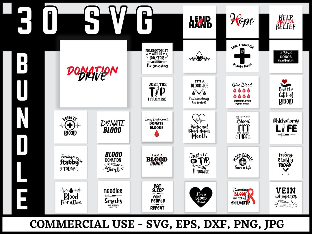 Blood Donation Svg Bundle, Blood Donor Svg, Blood Donation Svg, Blood ...