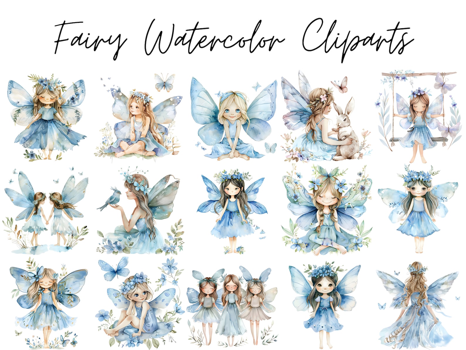 Watercolor Blue Fairy Clipart, Fairies Clipart Png, Blue Fairy Clipart ...