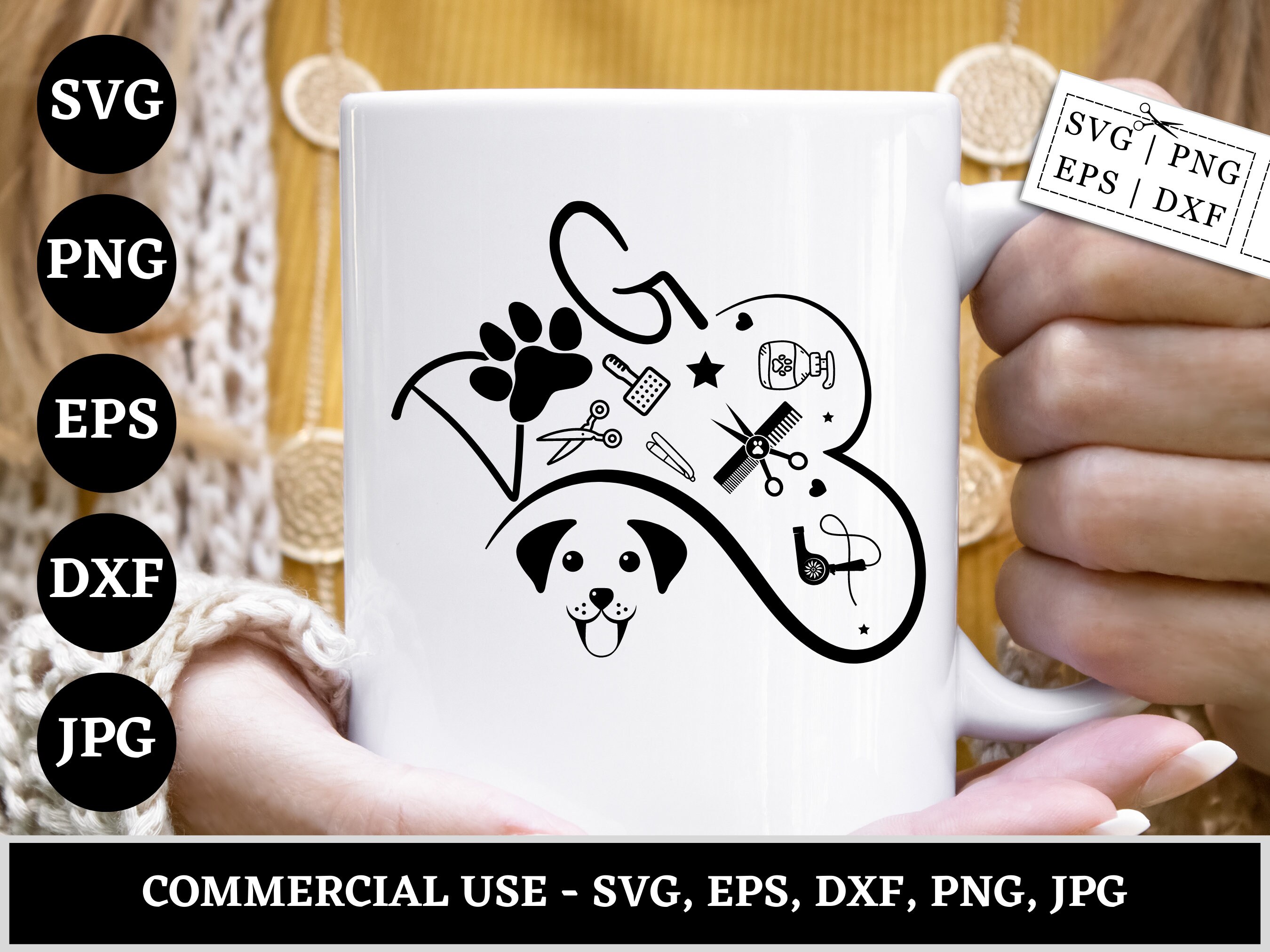 Dog Groomer Svg Png, Dog Grooming Hair Dryer Heart Svg, Dog Grooming ...