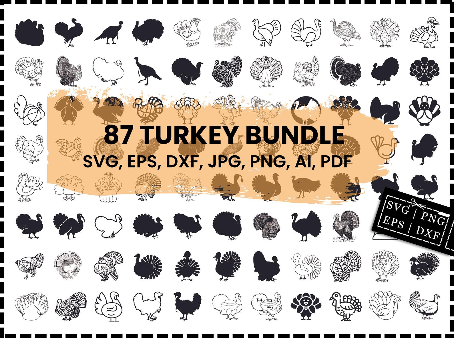 Turkey Svg Bundle, Turkey Dxf, Turkey Png, Turkey Eps, Turkey Vector ...