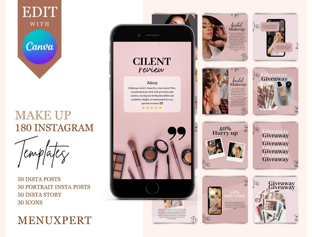 180 Makeup Instagram Template, Makeup Instagram Post, Instagram ...