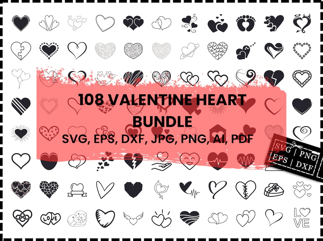 Valentine Hearts Svg Bundle, Heart Svg Bundle, Heart Svg Cricut, Open ...