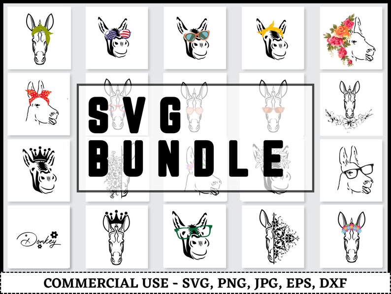 Esel-Svg-Bundle, Esel Dxf, Esel Png, Esel Eps, Esel Vektor, Esel ...