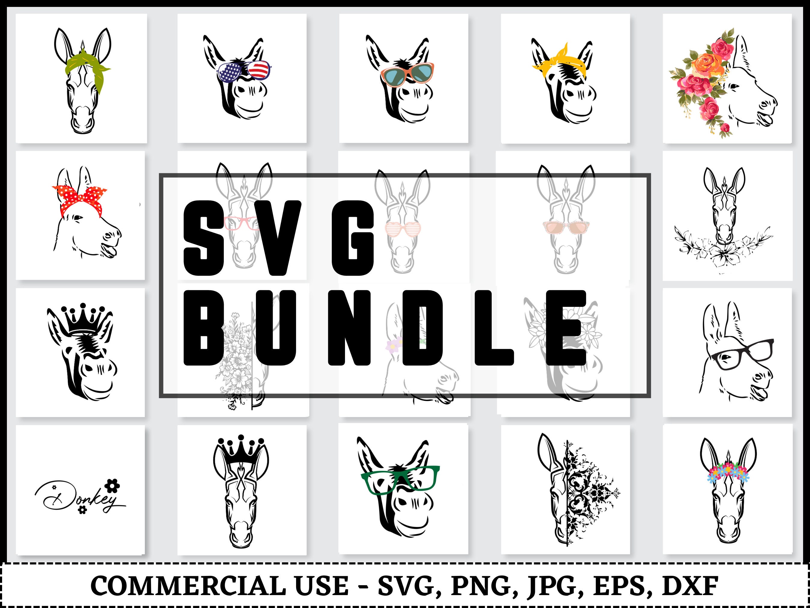 Donkey Svg Bundle Donkey Dxf Donkey Png Donkey Eps Donkey - Etsy