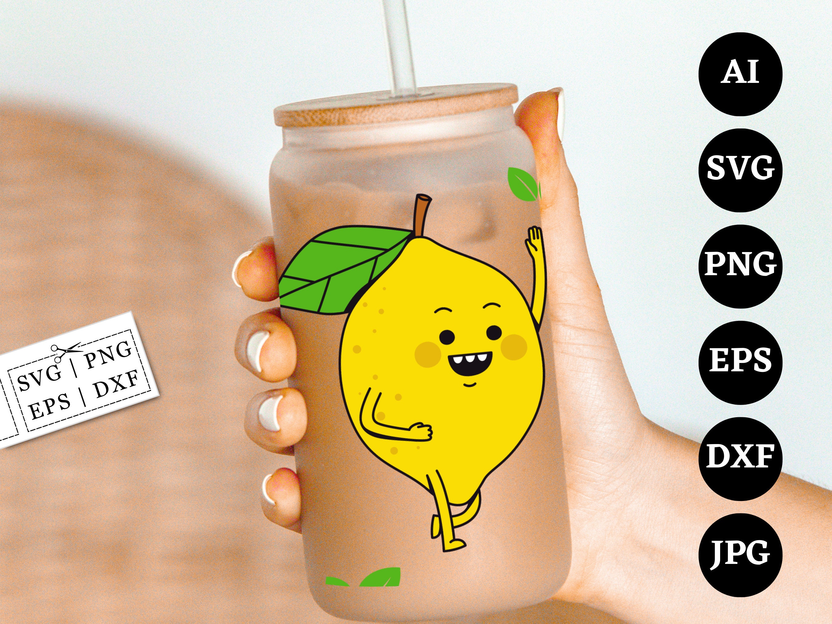 Lemon SVG Libbey Glass Wrap Svg, Summer Fruit, Lemonade Tropical 16oz ...