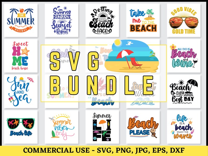 Beach Svg Bundle Summer Svg Beach Svg Summertime Svg - Etsy
