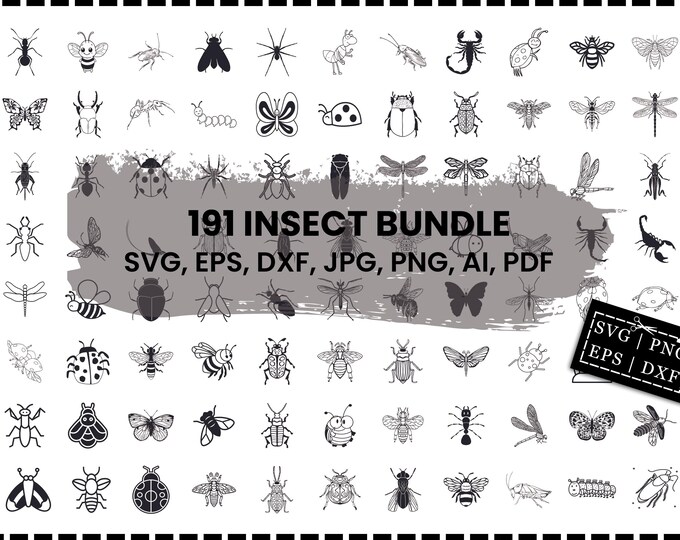Insects Template Svg, Insect Silhouette Svg Bundle, Insect Svg, Insect ...