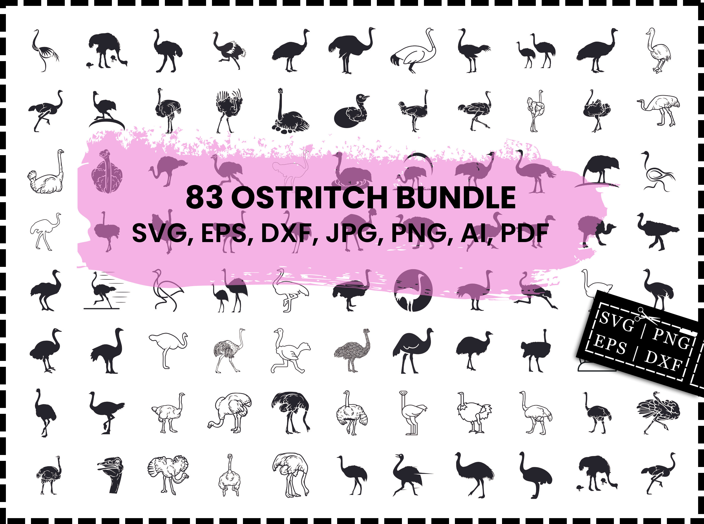 Ostrich Svg Bundle, Ostrich Dxf, Ostrich Png, Ostrich Eps, Ostrich ...