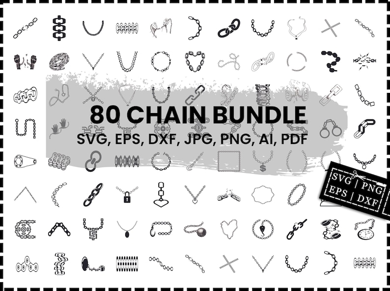Chain Svg Bundle, Chain Dxf, Chain Png, Chain Eps, Chain Vector, Chain ...